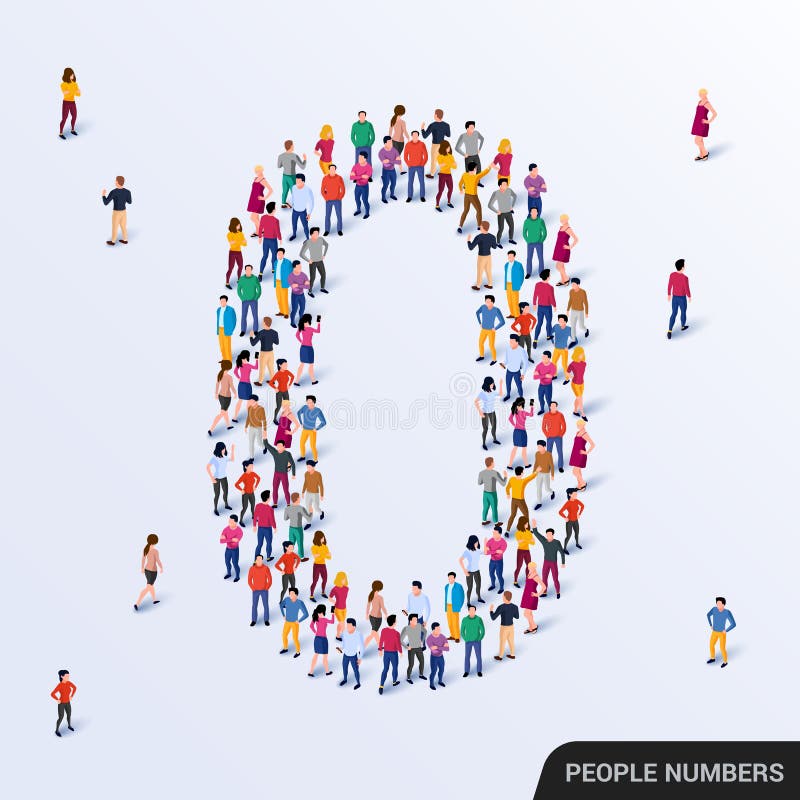 Large Group of People in Number 0 Zero Form Stock Vector - Illustration ...