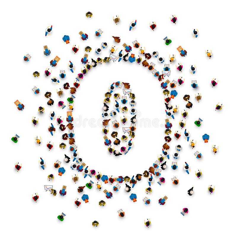 Large Group of People in Number 0 Zero Form. Stock Vector ...
