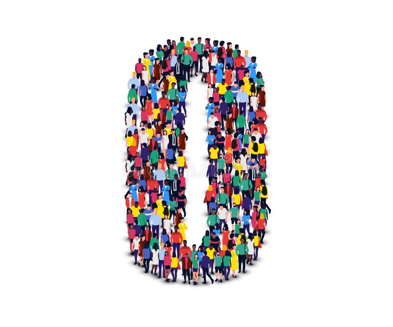 Large Group of People in Number 0 Zero Form Stock Vector - Illustration ...