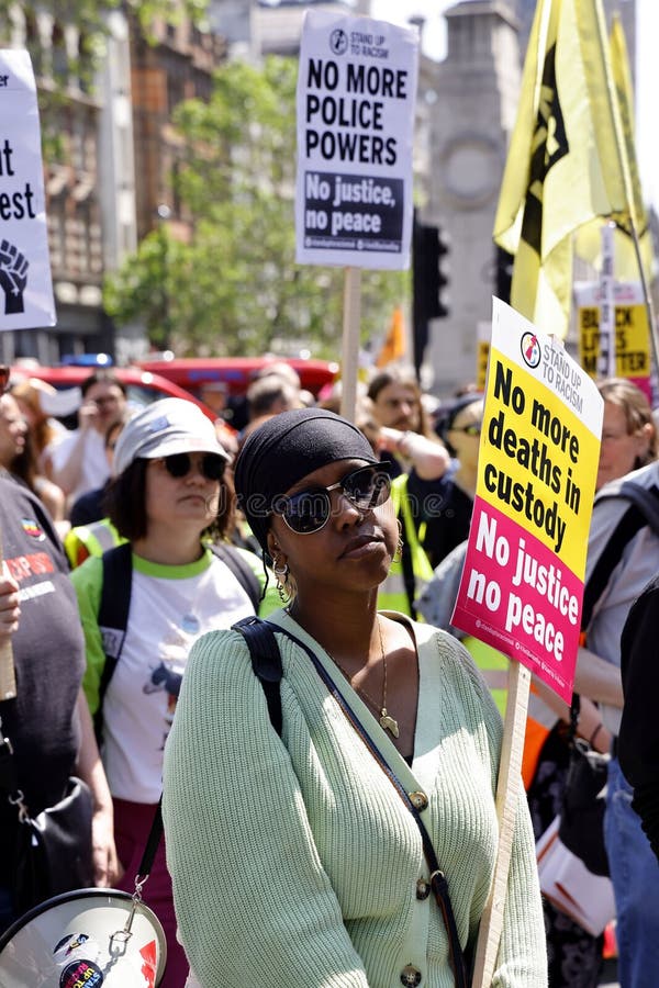 Large Group of People Protesting Against Police Brutality in London ...