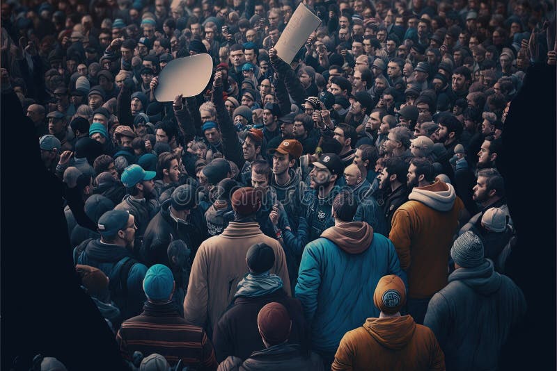 Large Group of People Protesting. Big Crowd of People on the Streets ...