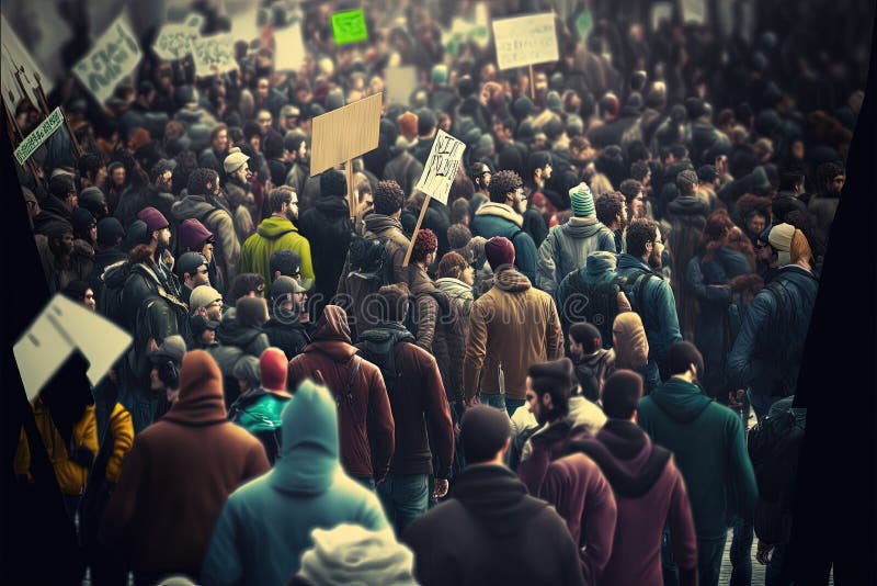 Large Group of People Protesting. Big Crowd of People on the Streets ...