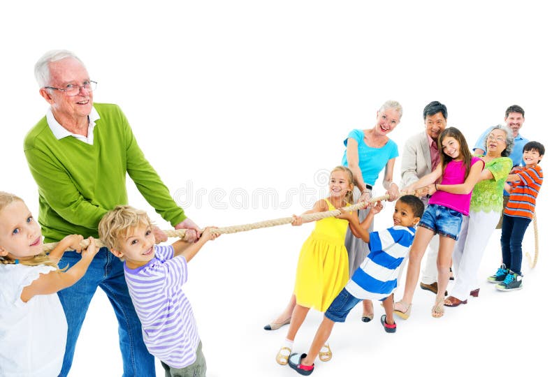 Large Group of People Pulling Rope Stock Image - Image of adult, group ...