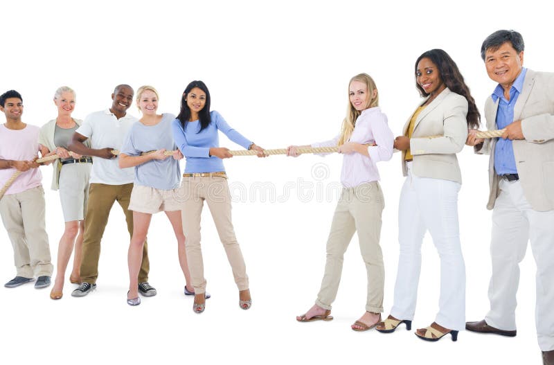 Large Group of People Pulling Rope Stock Image - Image of culture ...