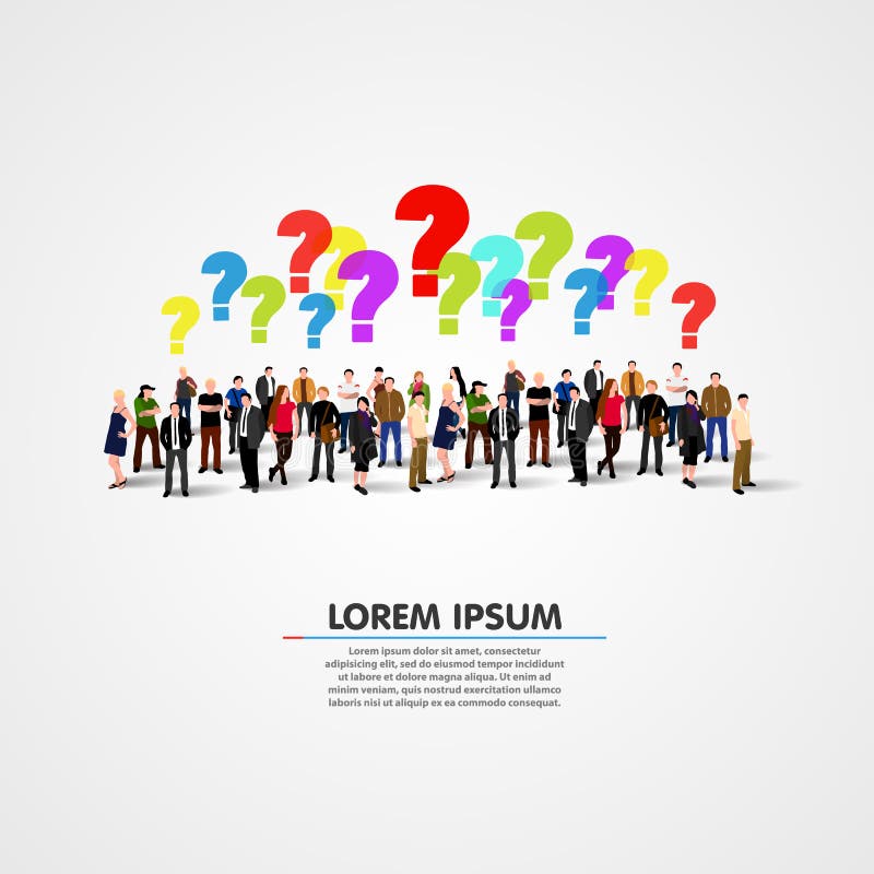 Large Group of People with Questions. Stock Vector - Illustration of ...