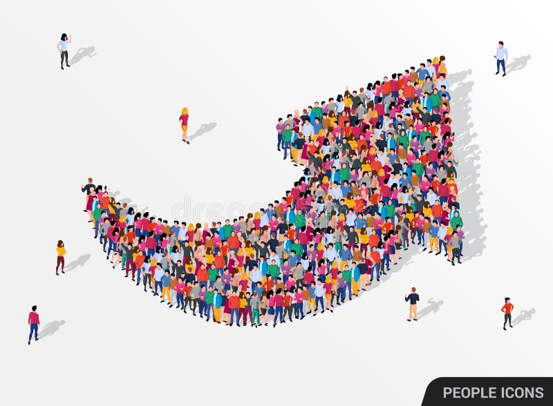 Large Group of People in the Shape of an Arrow, Business, and ...
