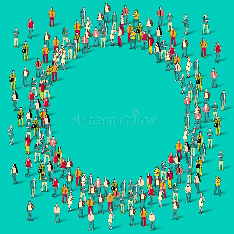 Large Group of People in the Shape of Circle. Stock Vector ...