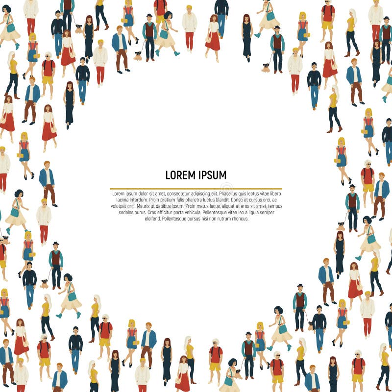 Large Group of People in the Shape of Border. Vector Illustration Stock ...