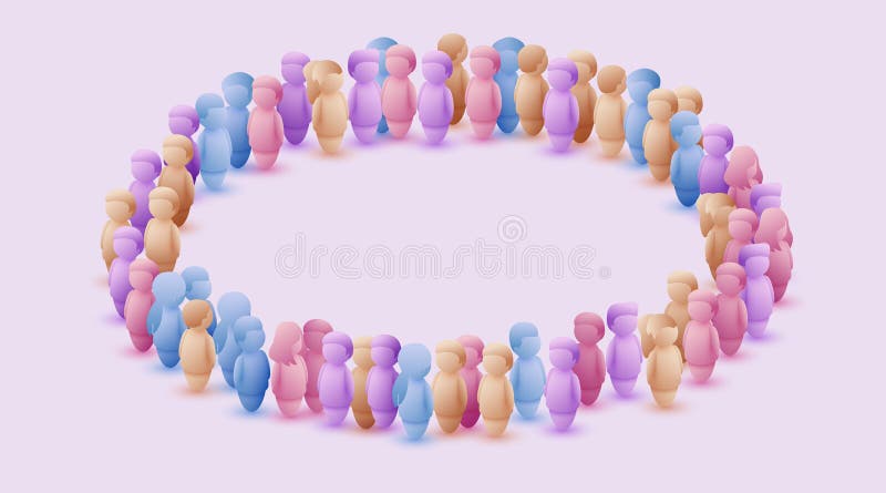 Large Group of People in the Shape of a Circle on White Background ...