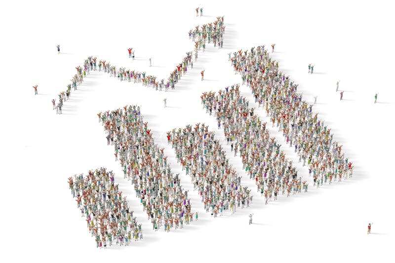Large Group of People in the Shape of a Graph Stock Illustration ...