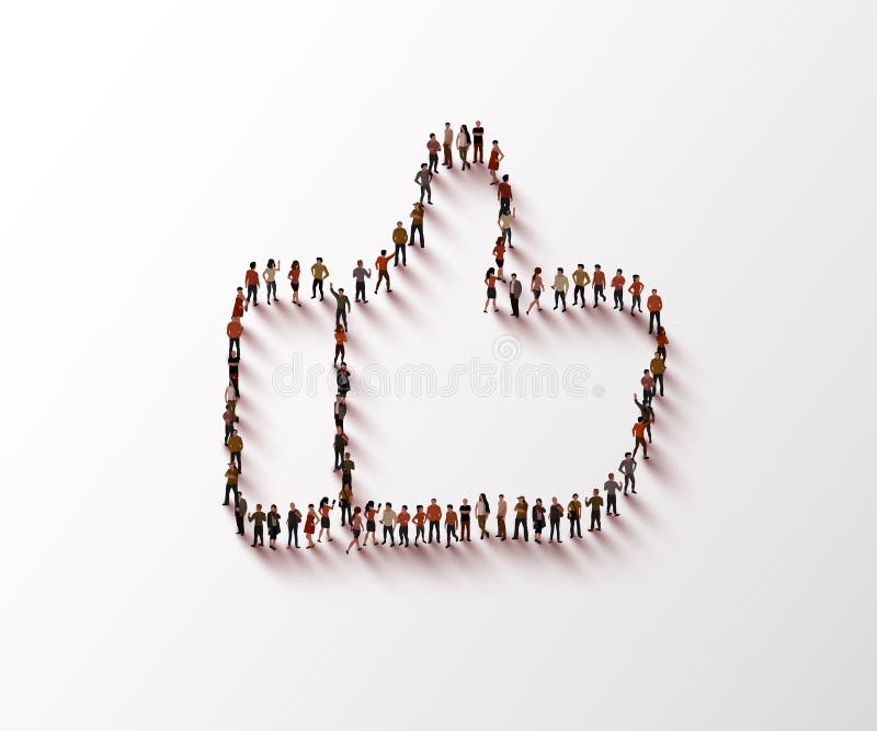 Large Group of People in the Shape of Like Sign. Social Network Concept ...