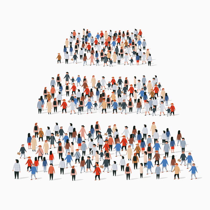 Large Group of People in Shape of Pyramid. Infographics Concept Stock ...