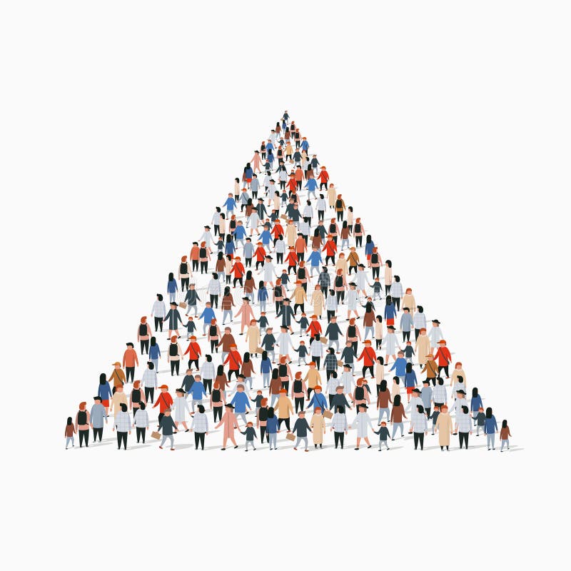 Large Group of People in Shape of Pyramid. Infographics Concept Stock ...