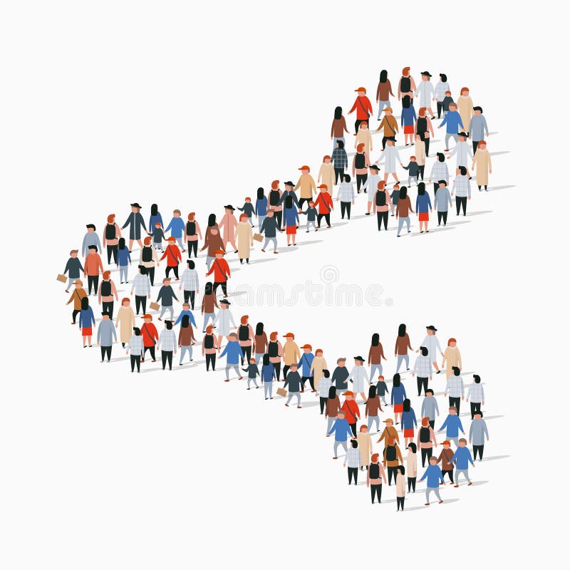 Large Group of People in the Share Sign Shape Stock Vector ...