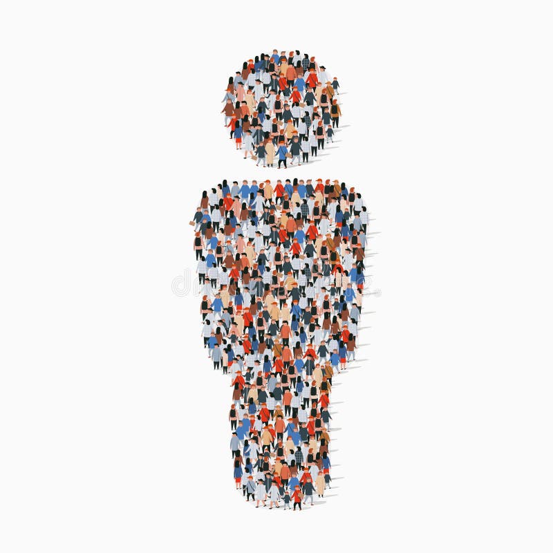 Large Group of People in People Sign Shape Stock Vector - Illustration ...
