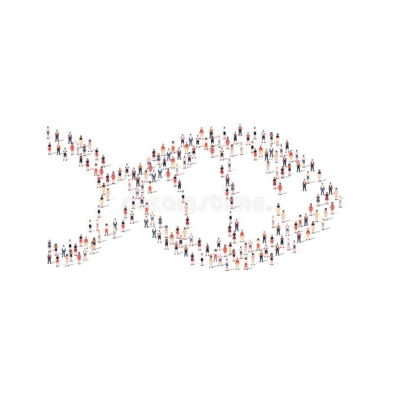 Large Group of People Silhouette Crowded Together in Fish Shape ...