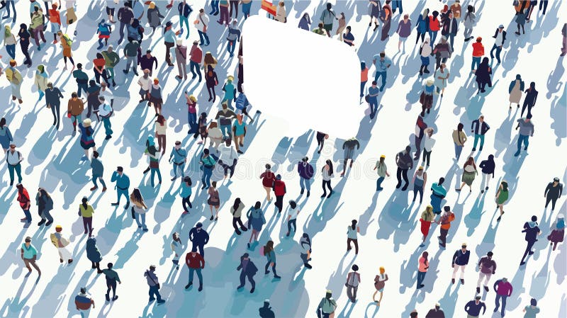 A Large Group of People with a Square Chat Speech Bubble, Representing ...
