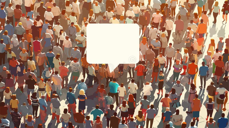 A Large Group of People with a Square Chat Speech Bubble, Representing ...