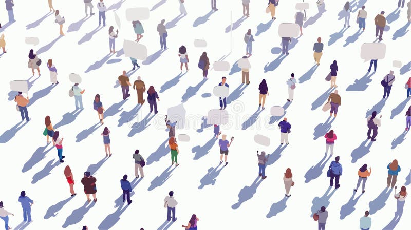 A Large Group of People with a Square Chat Speech Bubble, Representing ...