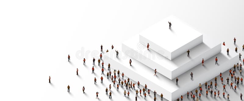 Large Group of People Stand Around a Step Pyramid Stock Vector ...