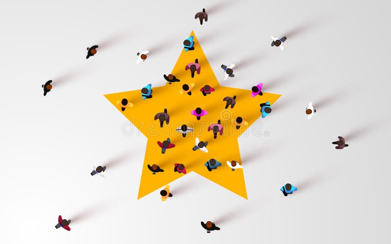 Large Group of People Standing Around Star Sign. People Crowd Stock ...