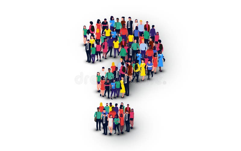 Large Group of People Standing in the Shape of Question Mark Sign ...