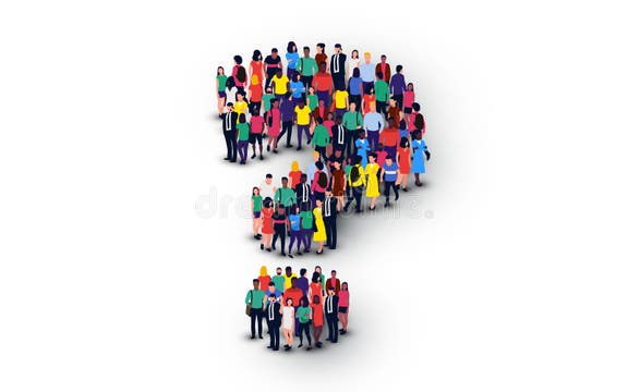 Large Group of People Standing in the Shape of Question Mark Sign ...