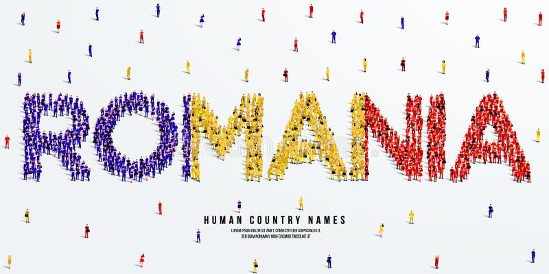 A Large Group Of People Stands Making Up The Word Romania Romania