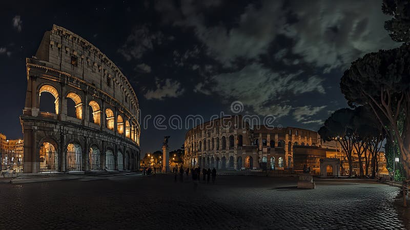 A Large Group of People are Walking Around a Large Building at Night ...