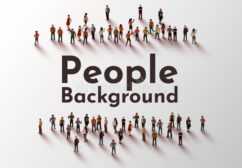 Large Group of People on White Background. People Crowd Concept Stock ...