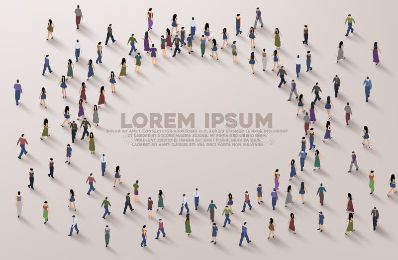 Large Group of People on White Background. People Crowd Concept Stock ...