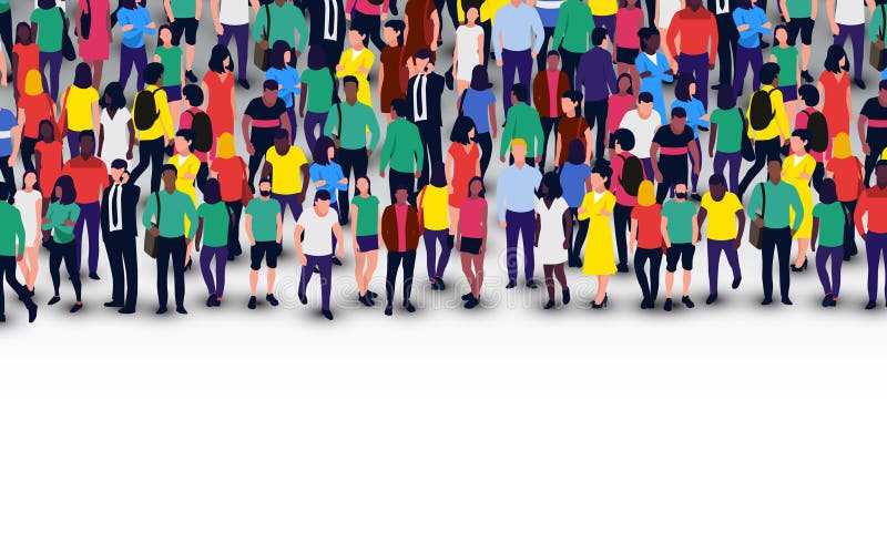 Large Group of People on White Background. People Crowd Concept Stock ...