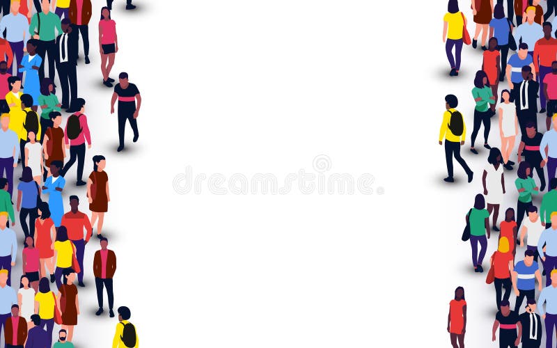 Large Group of People on White Background. People Crowd Concept Stock ...