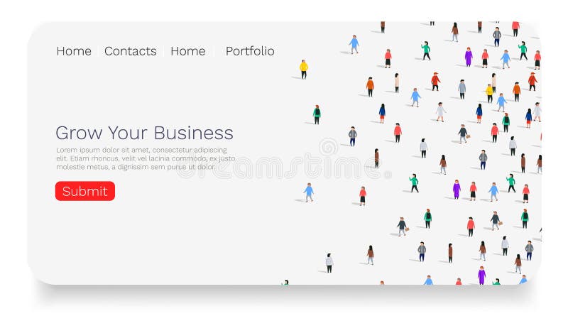 Large Group of People on White Background. Web Site Landing Page ...
