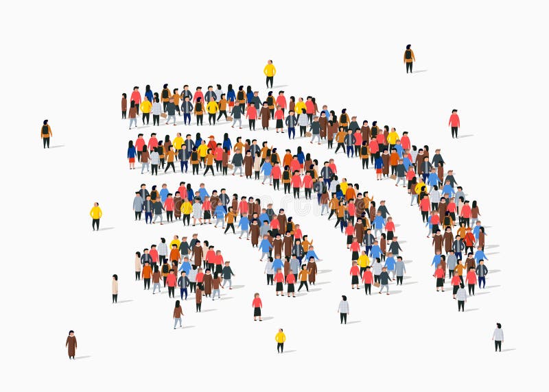 Large Group of People in the Wi-fi Sign Shape Stock Vector ...