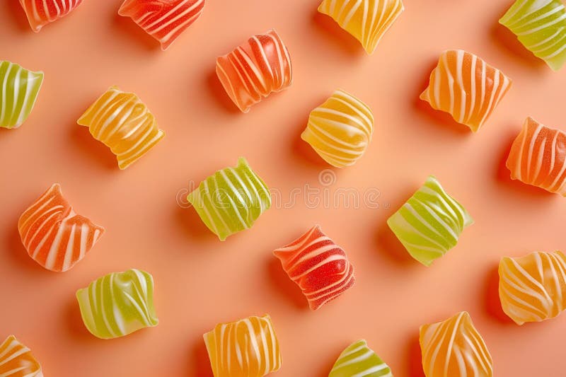 A Large Group of Pieces of Candy with Different Flavored Toppings Stock ...