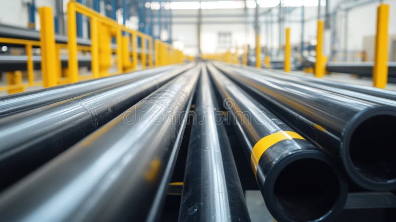 A Large Group of Pipes in a Warehouse Stock Illustration - Illustration ...