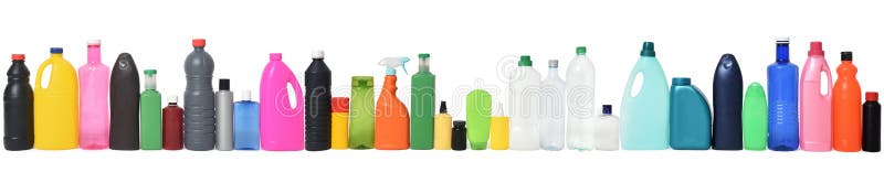 Large Group of Plastic Bottles for Recycling on White Background Stock ...