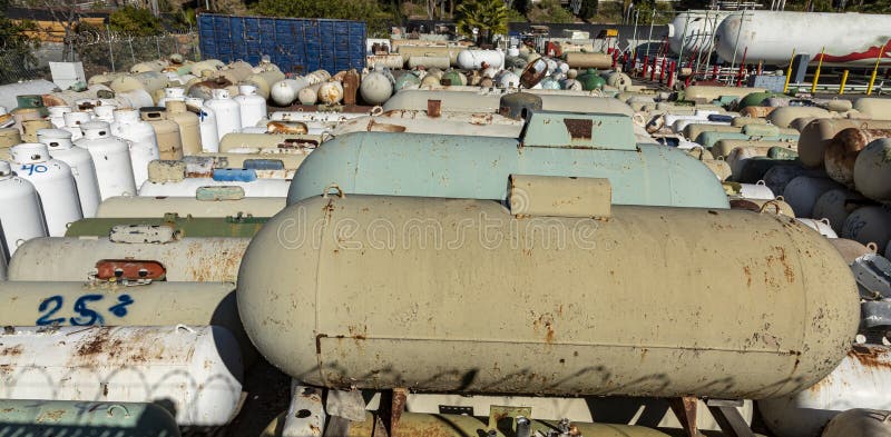 A Large Group of Propane Tanks in an Industrial Yard Editorial Photo ...