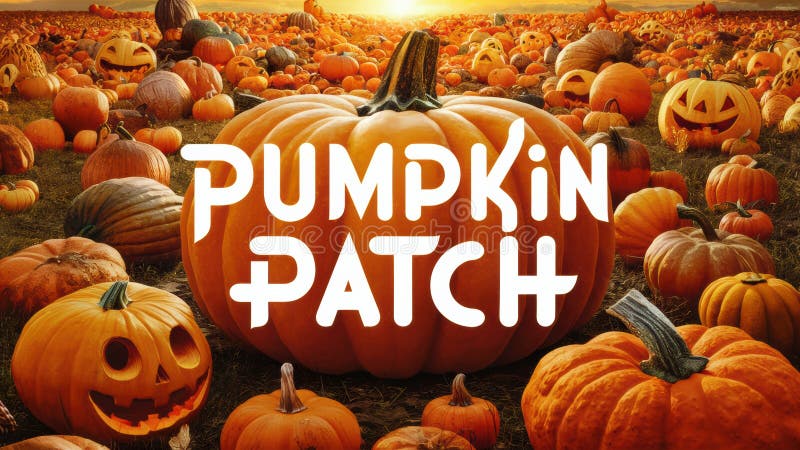 A Large Group of Pumpkins with the Words Pumpkin Patch Written on Them ...