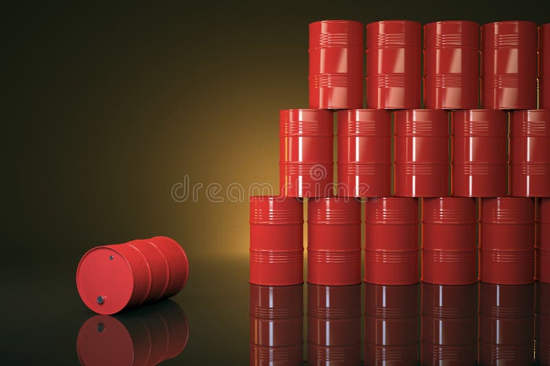 Large group of red barrels stock illustration. Illustration of canister ...