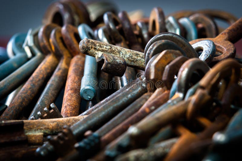 Old Rusty Locks and Keys at Flea Market in Paris. Stock Photo - Image ...