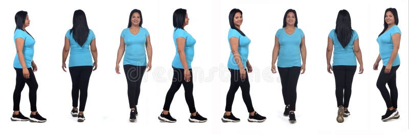 Front, Back and Side View of Same Mother Carrying Her Baby on White ...