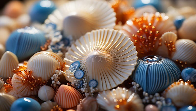 Large Group of Seashells in a Tropical Underwater Paradise Generated by ...