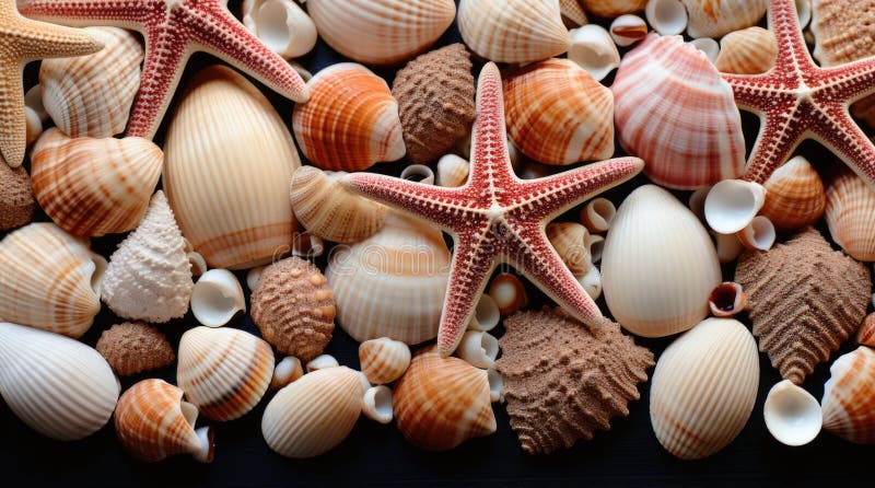 Starfish and Large Seashells on the Black Sea Coast. Stock Photo ...
