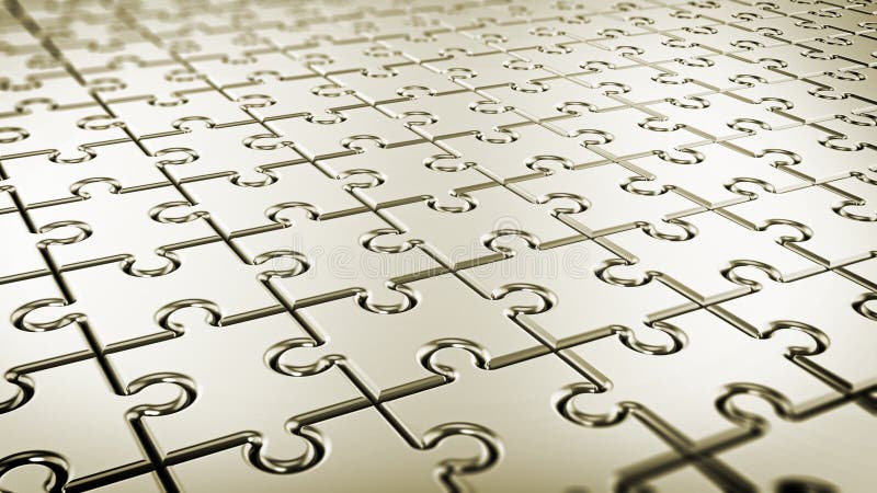 Large Group of Silver Jigsaw Puzzle Pieces. 3D Illustration Stock ...