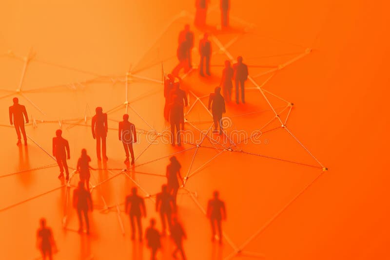 Large Group of Simple People Shapes Connected by Lines Stock ...