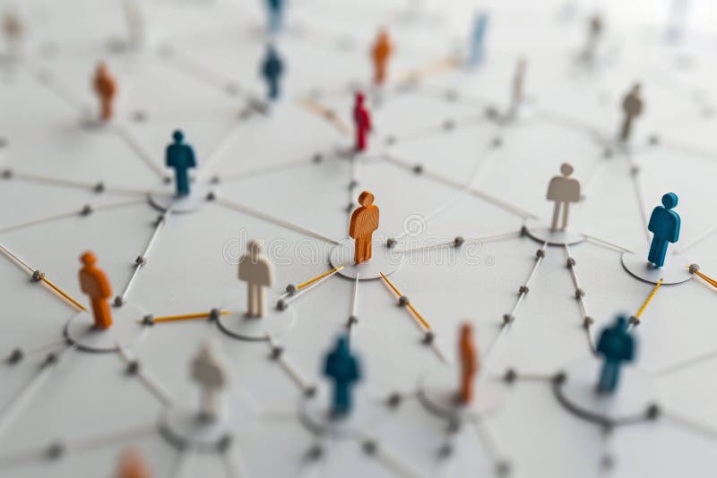 Large Group of Simple People Shapes Connected by Lines Stock Image ...