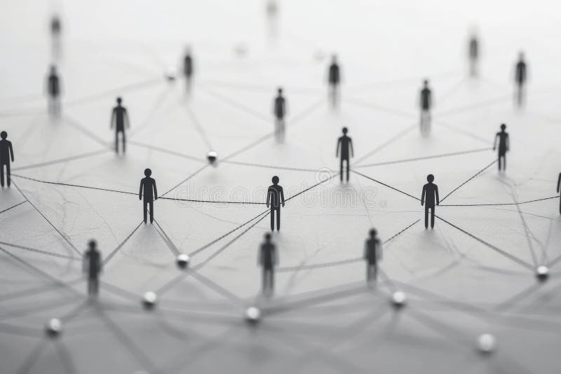 Large Group of Simple People Shapes Connected by Lines Stock Image ...