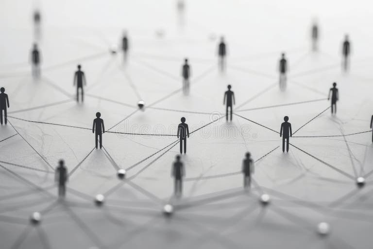 Large Group of Simple People Shapes Connected by Lines Stock Image ...